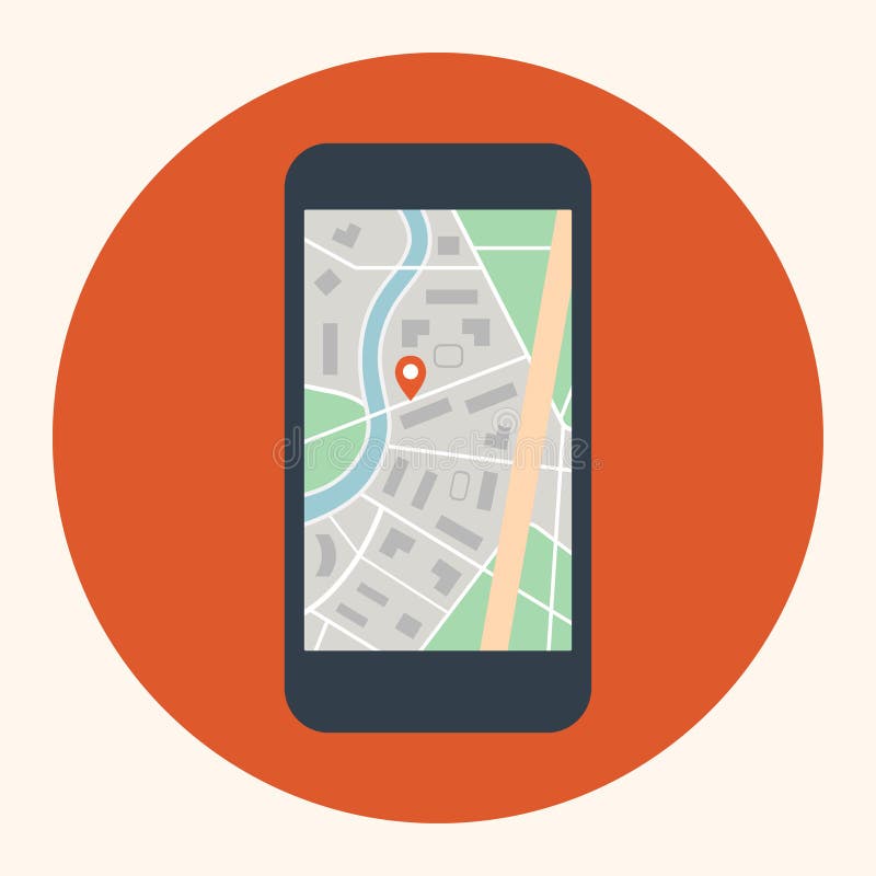 Mobile Touch Phone with Map on Screen. Stock Vector - Illustration of ...