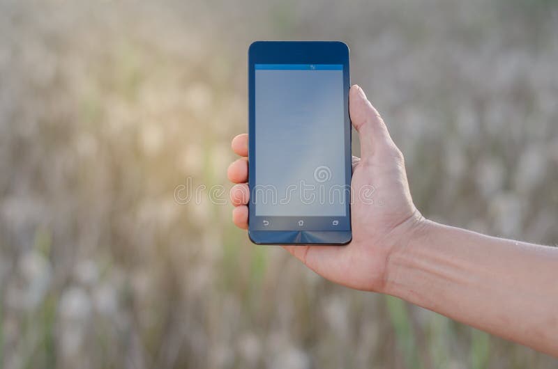 Mobile Touch Screen Phone Natural Background Stock Image - Image of ...