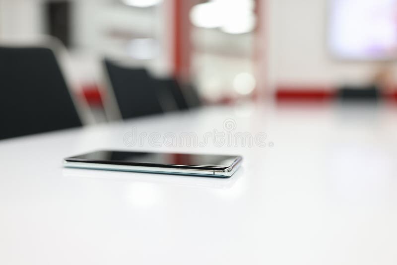 Mobile Touchscreen Phone Lying on Table in Office Stock Photo - Image ...