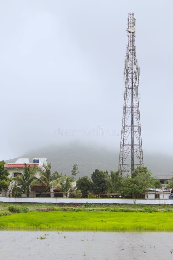 Mobile Tower in Cloudy Weather, Maharashtra, India Stock Photo - Image ...