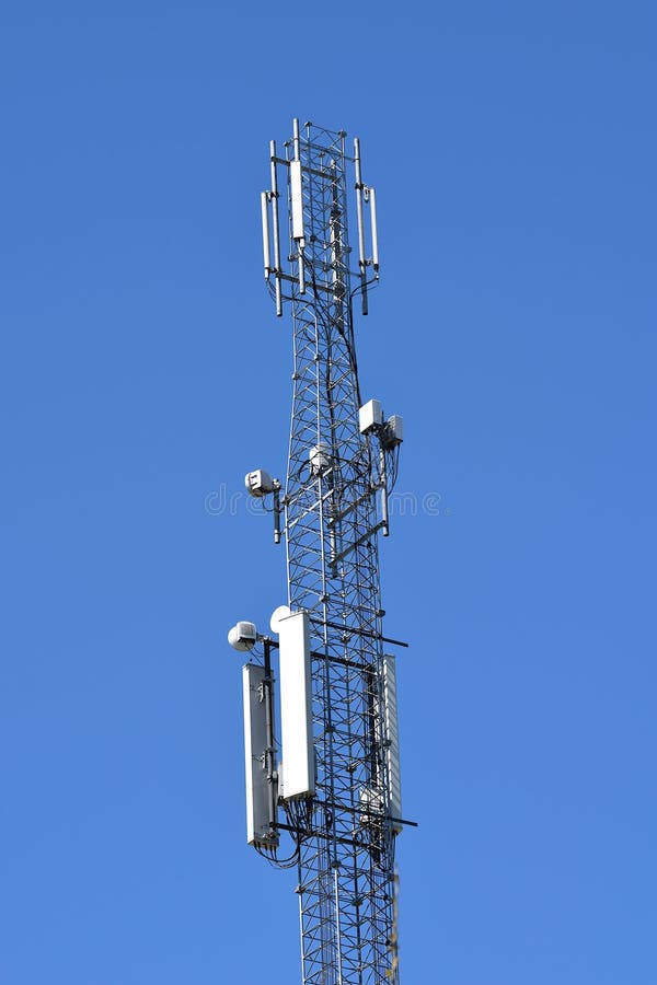 Mobile Tower in Full Growth Stock Image - Image of broadcast ...