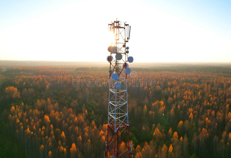 Mobile Tower Installation. Cell Site and Telecom Base Station. 5G ...