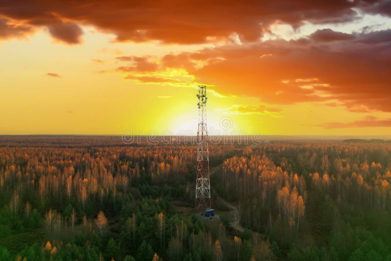 Mobile Tower Installation. Cell Site and Telecom Base Station. 5G ...