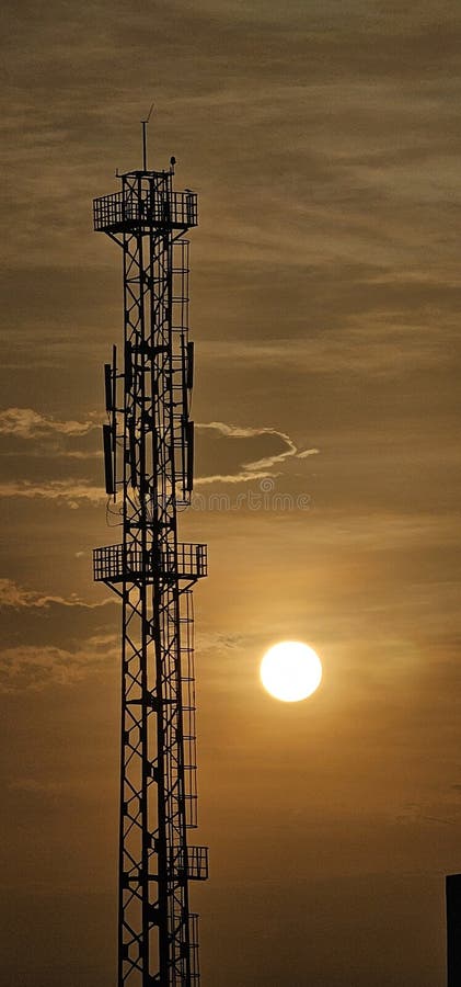 Mobile Tower Installed Location in Nature Stock Image - Image of black ...