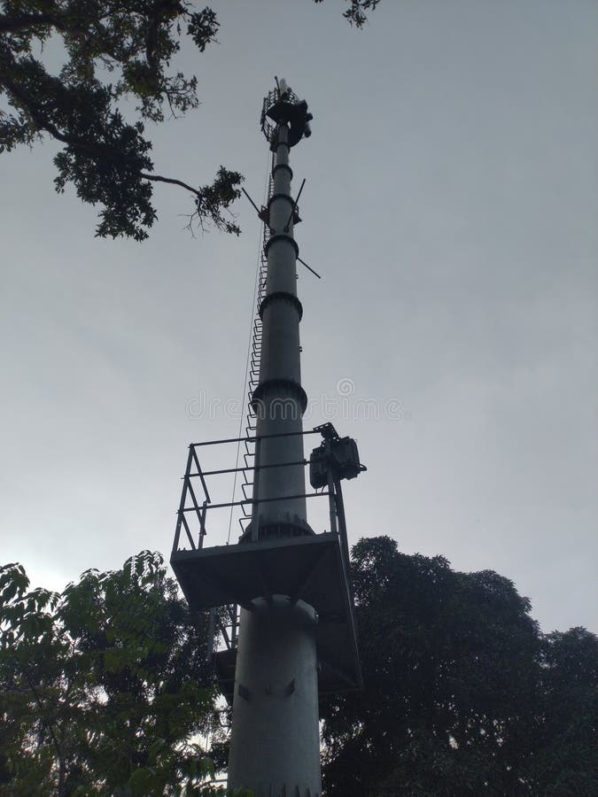 Mobile Towers on the Roof of a Multi-level Parking Lot at Dawn Stock ...