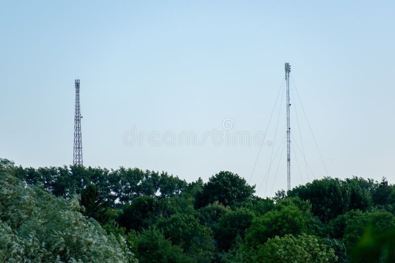 Mobile Mobile Towers 3G 4G 5G 6G Over the Woods Stock Photo - Image of ...