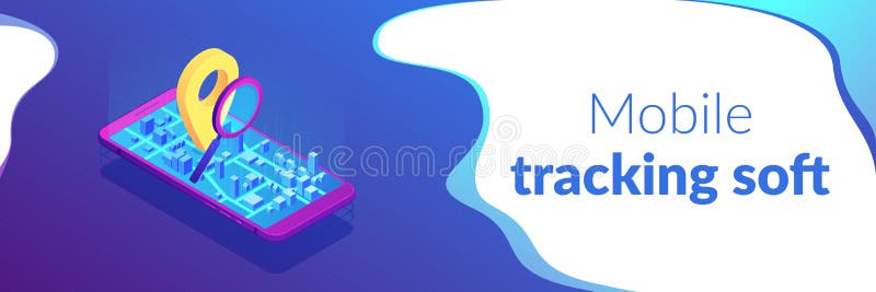 Mobile Tracking Soft Isometric 3D Banner Header. Stock Vector ...