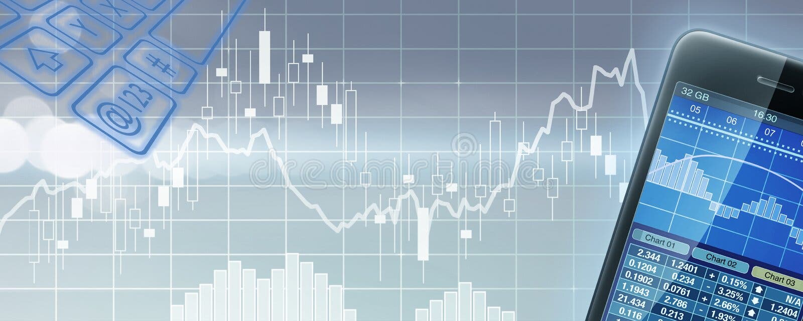Mobile Trading Platform, Growing Candles in a Smartphone and Flying ...