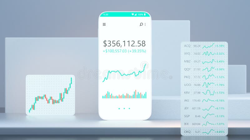 Mobile Trading Platform, Growing Candles in a Smartphone and Flying ...