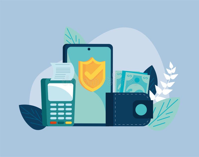 Mobile Transaction with Smartphone Stock Vector - Illustration of ...