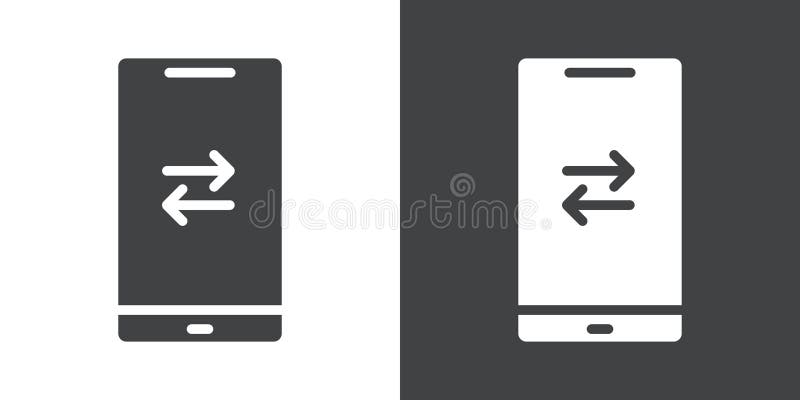 Mobile Transfer Payment Icon Flat Set in Black and White Color Stock ...
