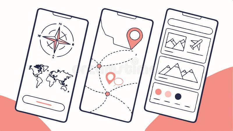 Mobile Travel App Interfaces, Map and Navigation, Digital Tourism, Tech ...