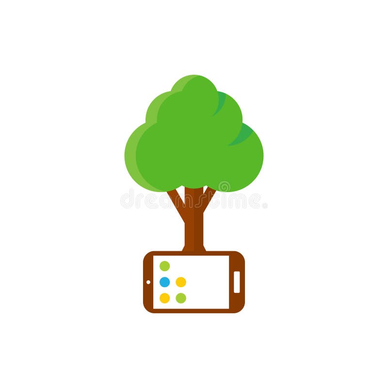 Cellphone Tree Logo Icon Design Stock Vector - Illustration of device ...