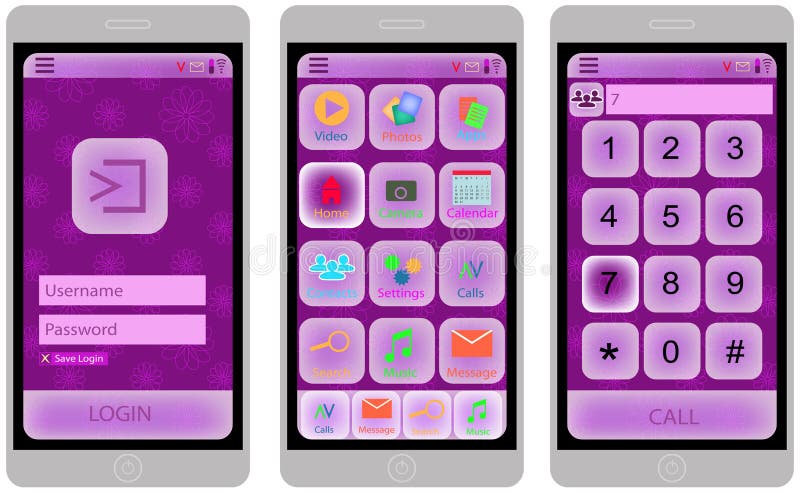 Mobile UI Design, Easy Editable, Bright, Gentle Stock Vector ...