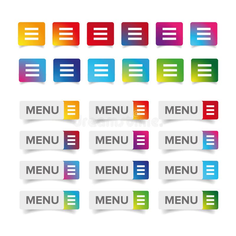 Mobile UI Dropdown Menu Icon Set Stock Illustration - Illustration of ...
