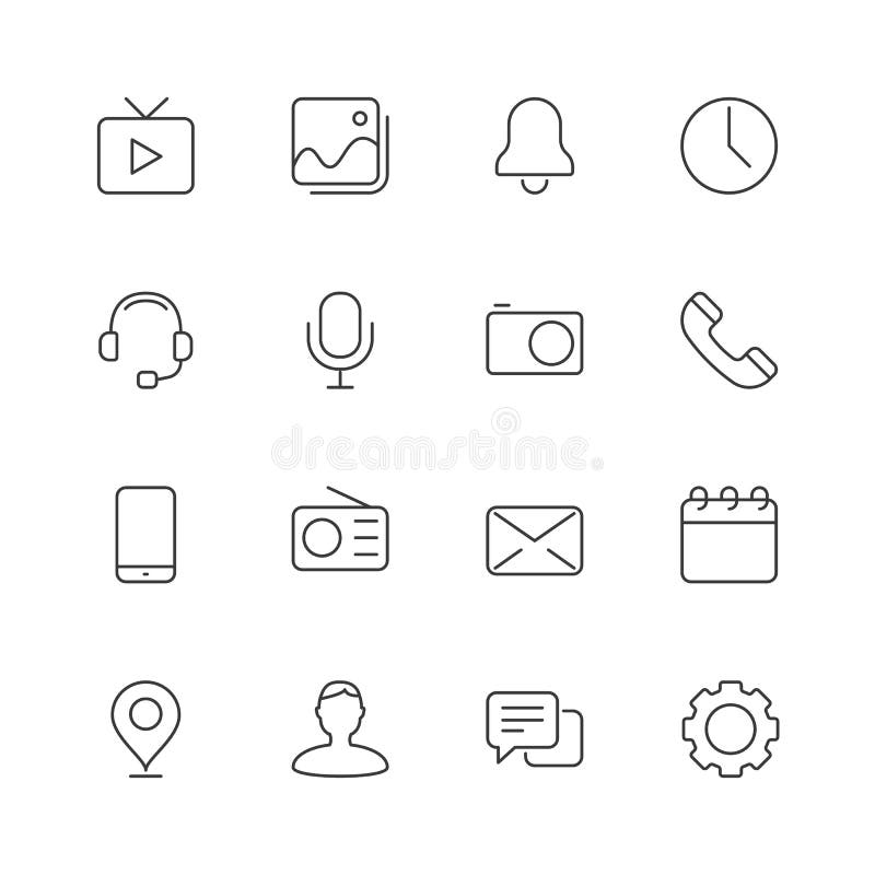 Mobile Ui Interface Icons. Editable Stroke. Stock Vector - Illustration ...