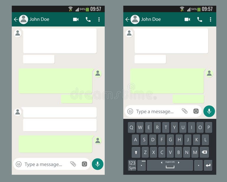 Mobile UI Kit Chat App with Mobile Keyboard Template on Smartphone ...