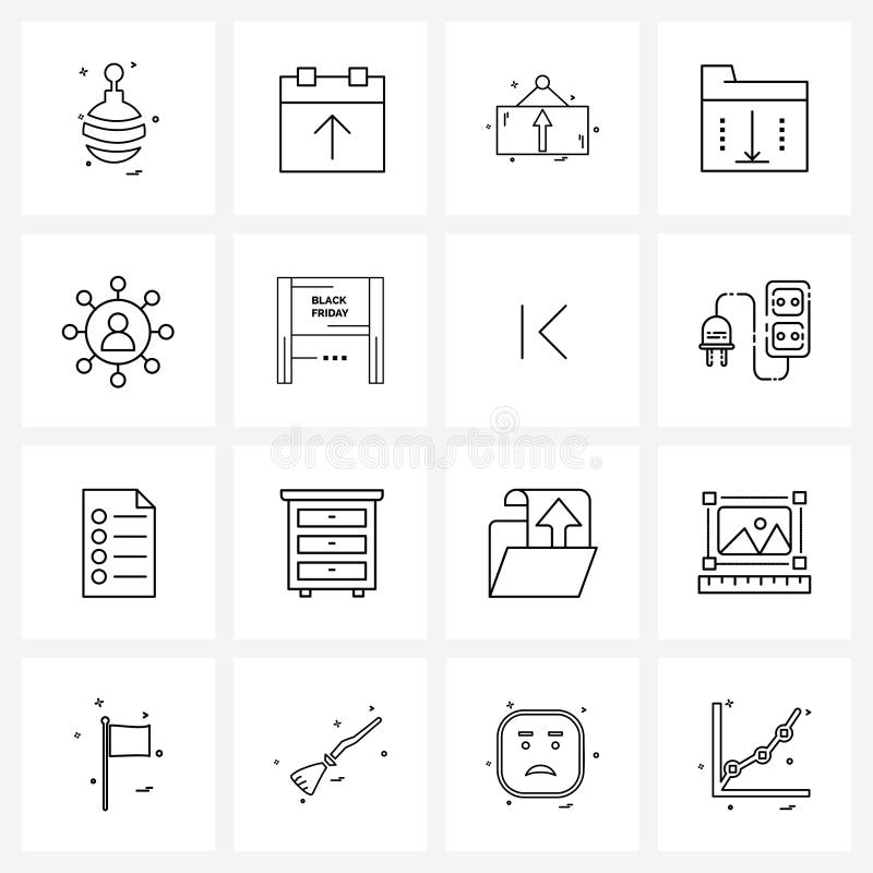 Mobile UI Line Icon Set of 16 Modern Pictograms of Network, Interaction ...