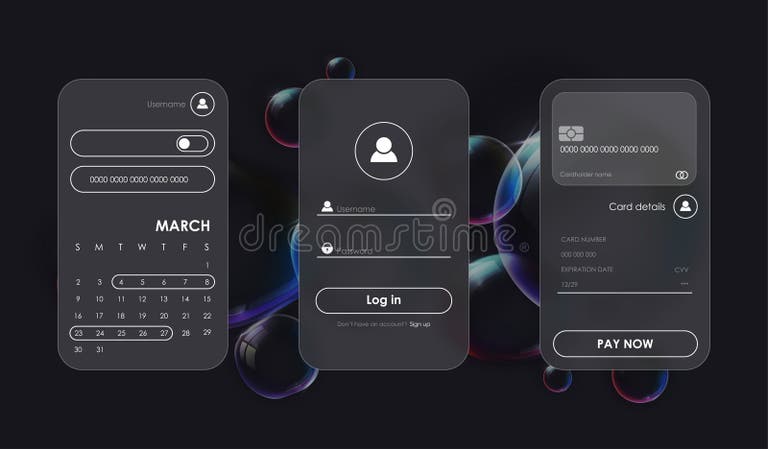 Mobile UI Login and Payment Screen Design. Vector Illustration Stock ...