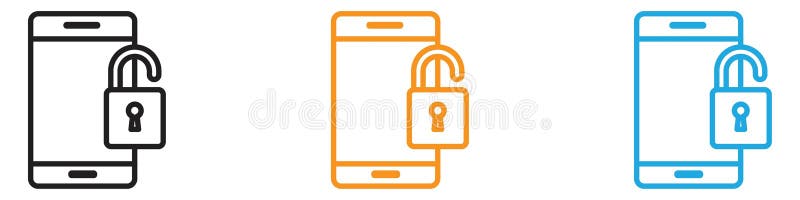 Mobile Unlock Icon Vector Logo Set Collection for Web App Ui Stock ...