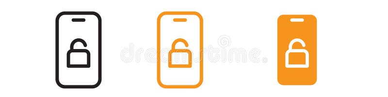 Mobile Unlock Icon Set Security and Access Illustrations for Technology ...