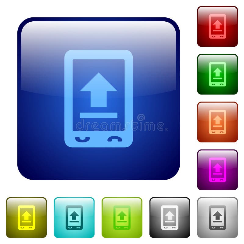 Mobile Upload Color Square Buttons Stock Vector - Illustration of phone ...