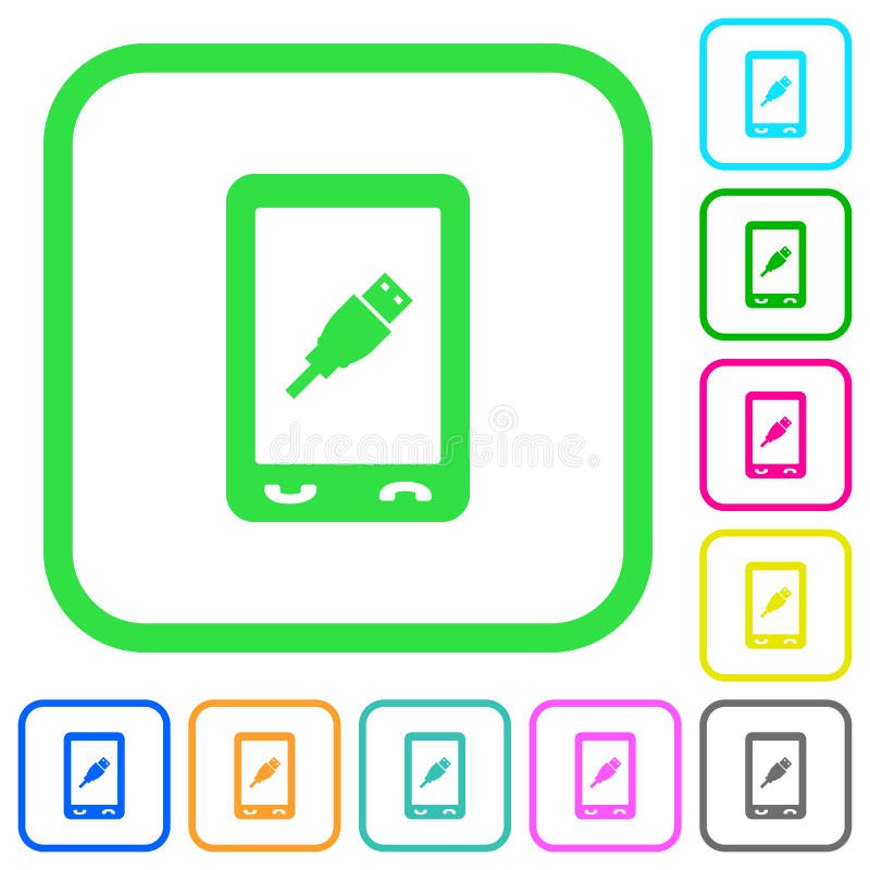 Mobile Usb Connection Vivid Colored Flat Icons Stock Vector ...