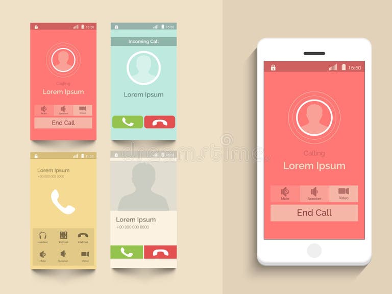 Mobile User Interface with Calling Layout. Stock Illustration ...