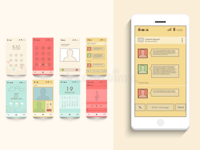 Mobile User Interface with Calling Layout. Stock Illustration ...