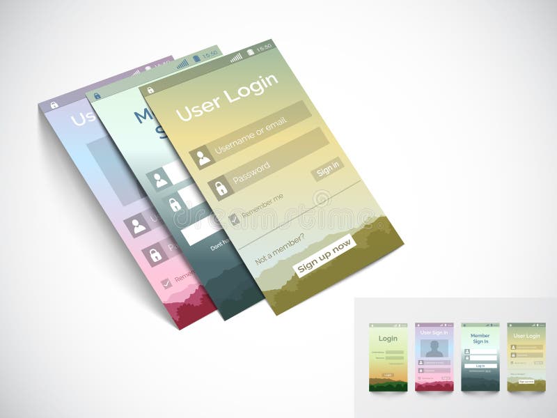 Mobile User Interface with Login Application Layouts. Stock ...