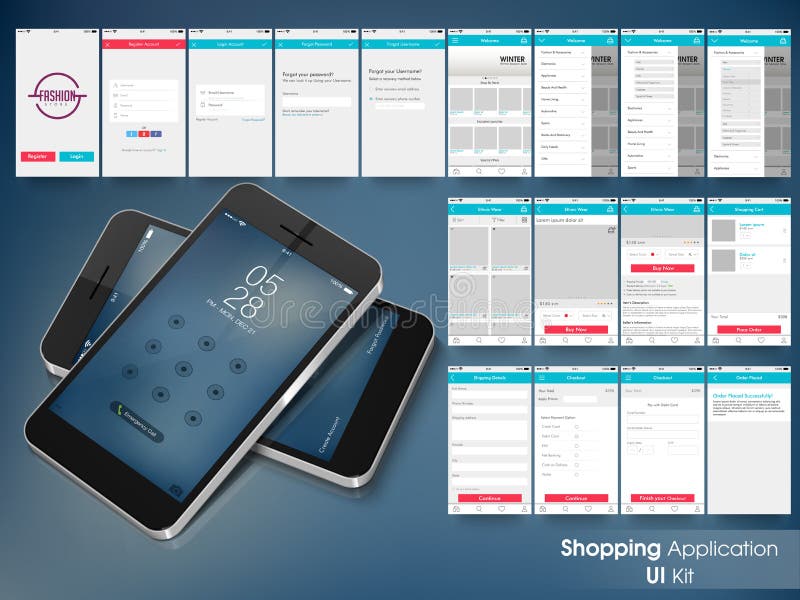 Mobile User Interface for Online Shopping Concept. Stock Illustration ...