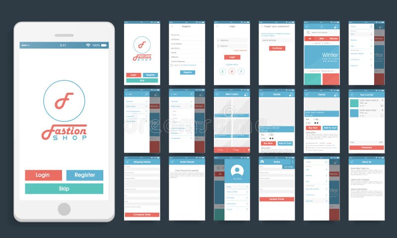 Mobile User Interface for Online Shopping Concept. Stock Illustration ...