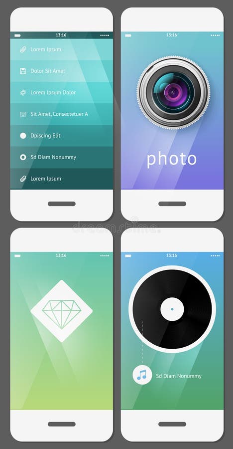 Mobile User Interface Template Stock Vector - Illustration of interface ... Mobile User Interface Template Stock Vector - Illustration of interface ...
