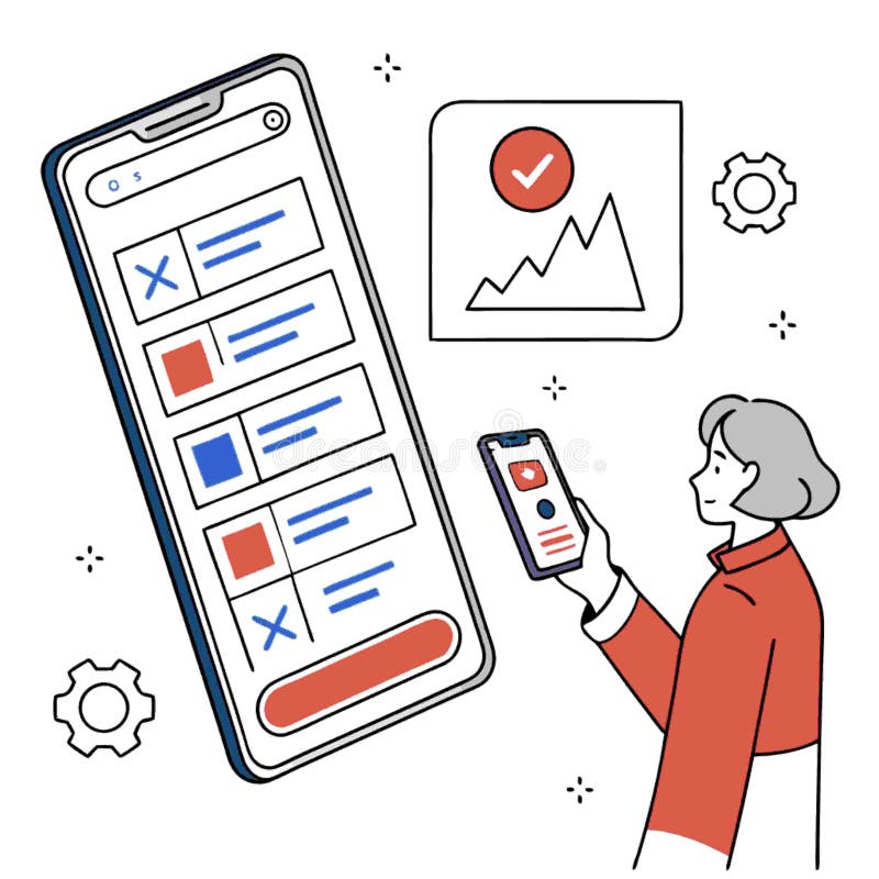 Mobile Vector Illustration Mockup Stock Illustration - Illustration of ...