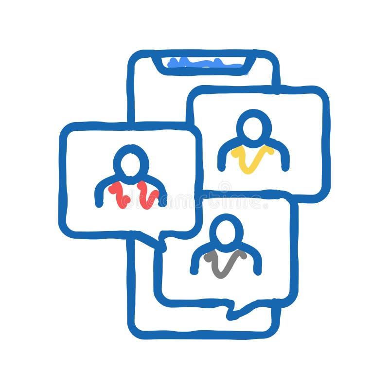 Mobile Video Group Call Icon Doodle Illustration Stock Vector ...