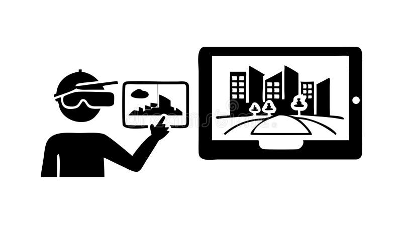 Mobile VR Interaction: Headset with Handheld Controls, Vector Design ...