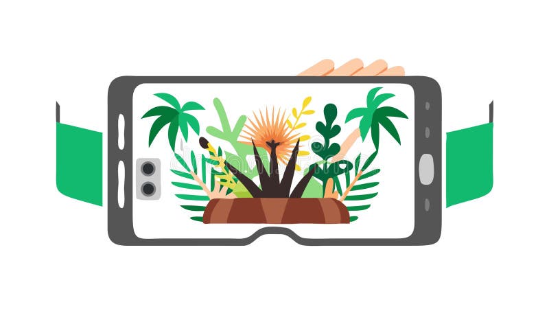 Mobile VR: Smartphone with Immersive Landscape View, Vector Design ...