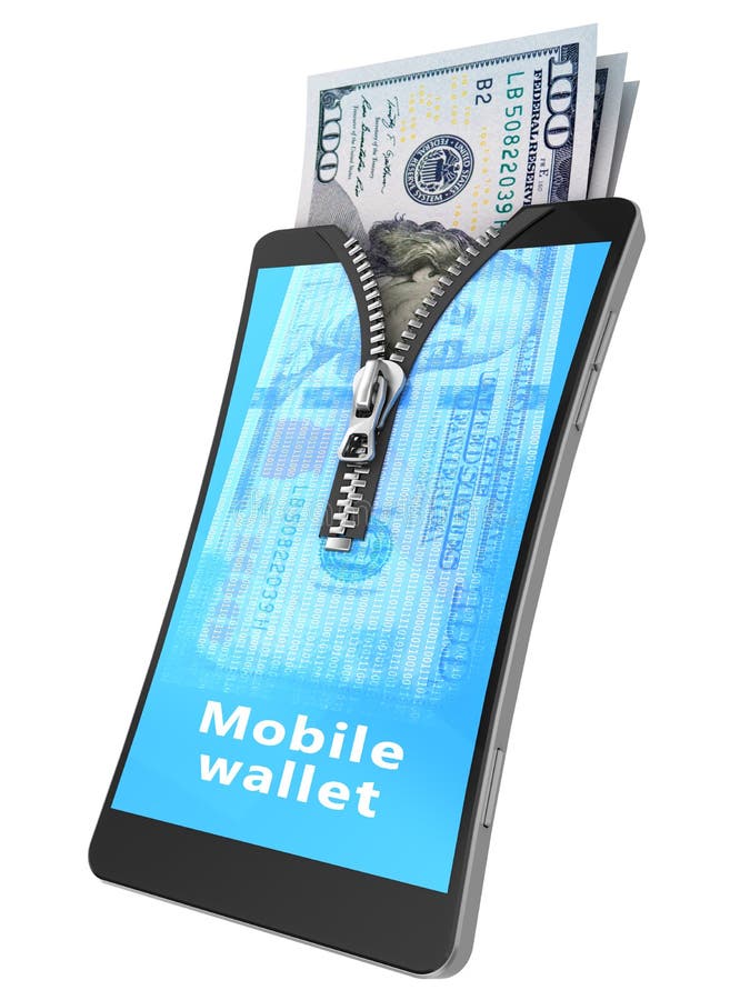 Mobile wallet stock illustration. Illustration of rendering - 81136653