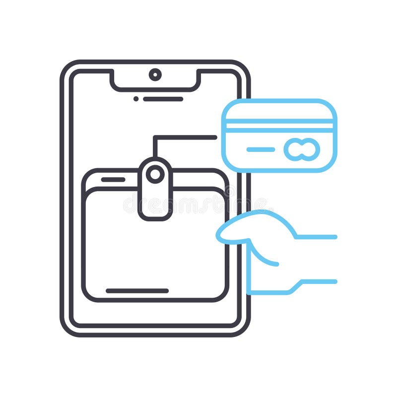 Mobile Wallet Line Icon, Outline Symbol, Vector Illustration, Concept ...
