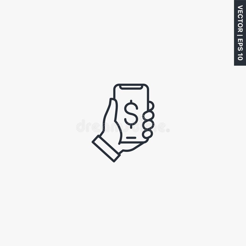 Mobile Wallet, Linear Style Sign for Mobile Concept and Web Design ...