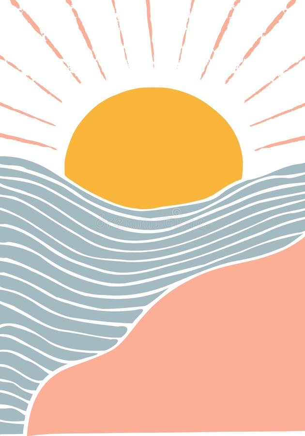 Abstract Geometric Ocean and Beach. Stock Vector - Illustration of ...