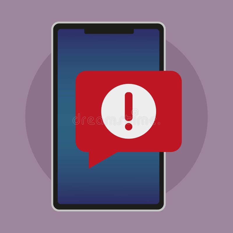 Mobile Warning Icon. Red Alert Bubble. Exclamation Point Symbol. Flat ...