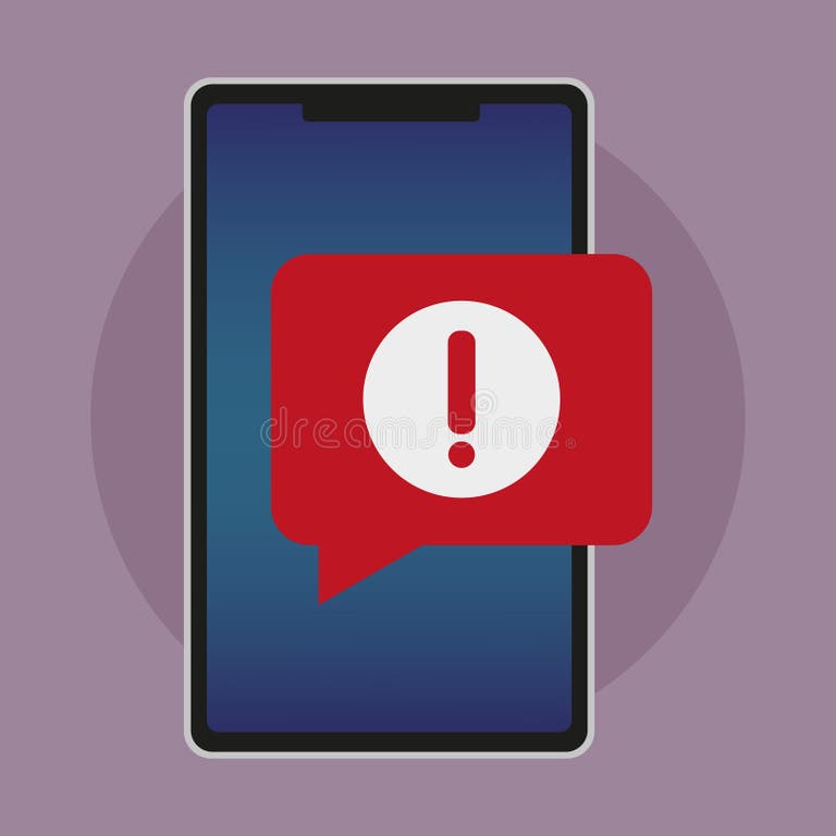 Mobile Warning Icon. Red Alert Bubble. Exclamation Point Symbol. Flat ...
