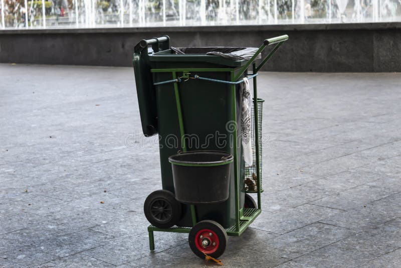 A Mobile Waste Collection Container Stock Photo - Image of street ...
