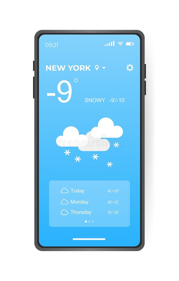 Mobile Weather App Interface Design Gui Elements For Weather Forecast Mobile App Realistic