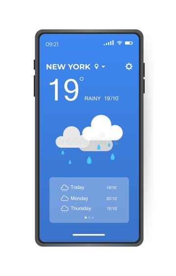 Mobile Weather App Interface Design. GUI Elements for Weather Forecast ...