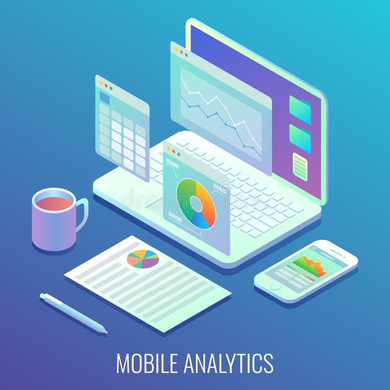 Analytics App Concept Vector Flat Isometric Illustration Stock Vector ... Analytics App Concept Vector Flat Isometric Illustration Stock Vector ...