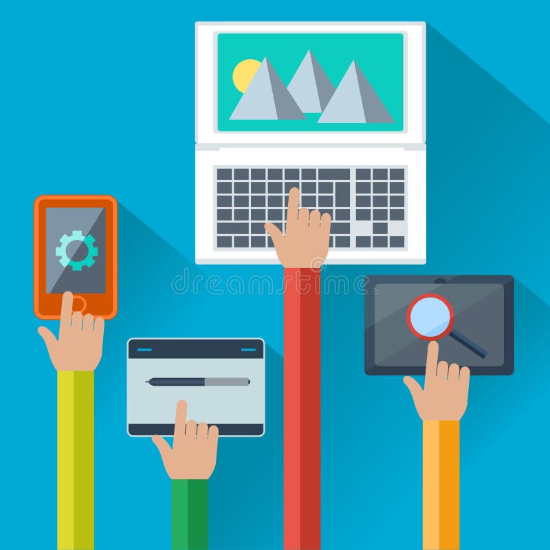 Mobile and Web Apps Concept for Digital Devices Stock Vector ...