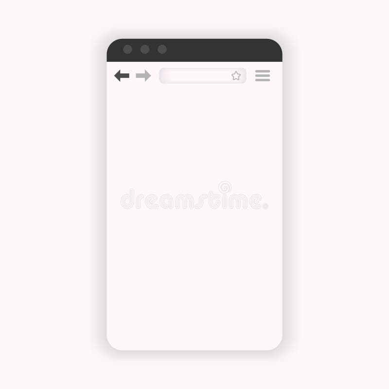 Mobile Web Browser Window. Vetrical Internet Explorer Interface Stock ...