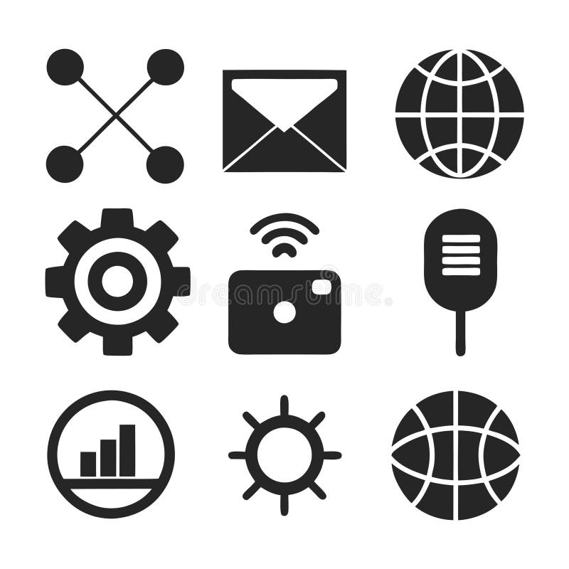 Mobile and Web Communication Icon Set in Silhouette Style Stock ...